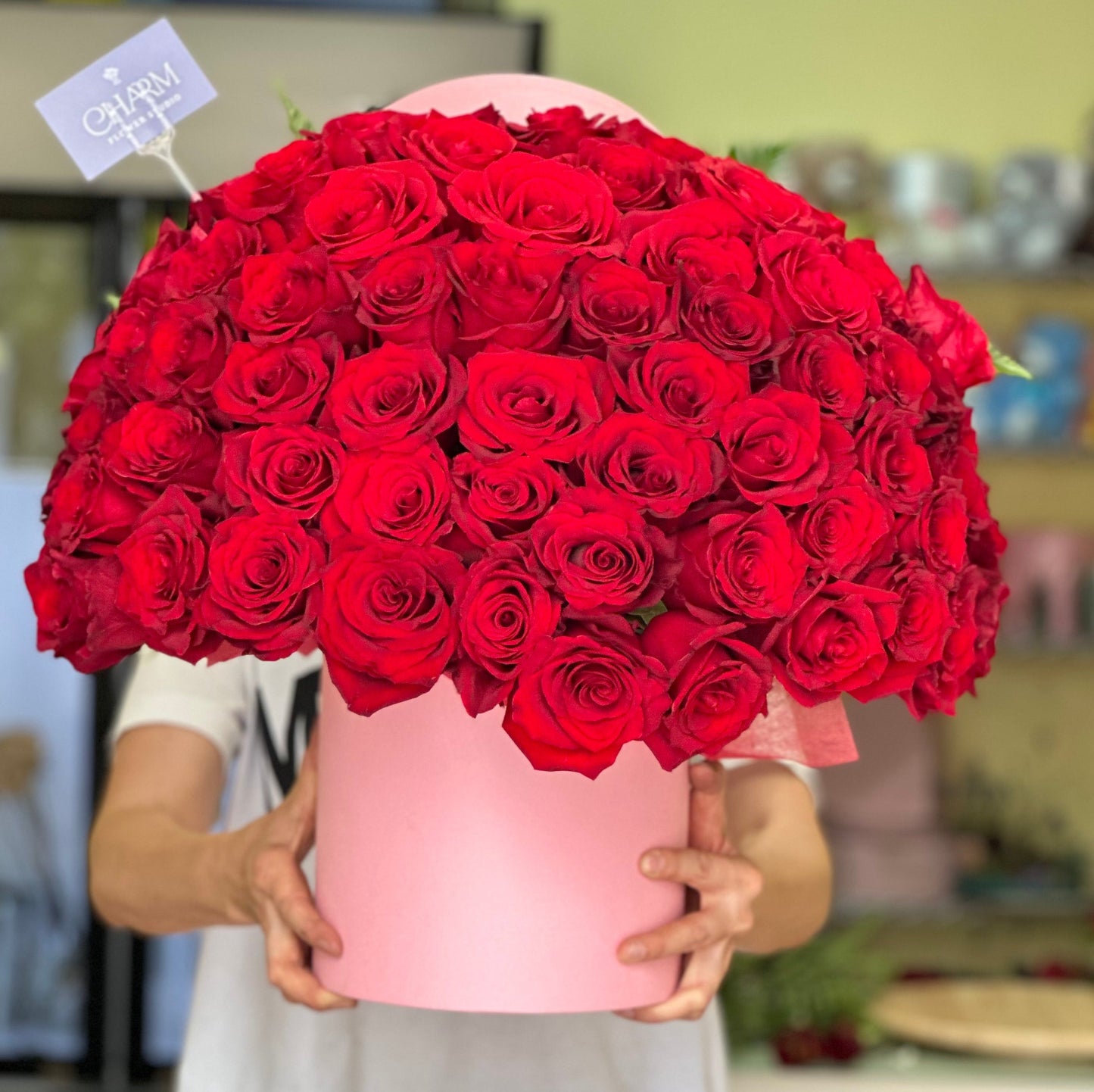 Premium Red Roses In The Box – Charm Flower Studio